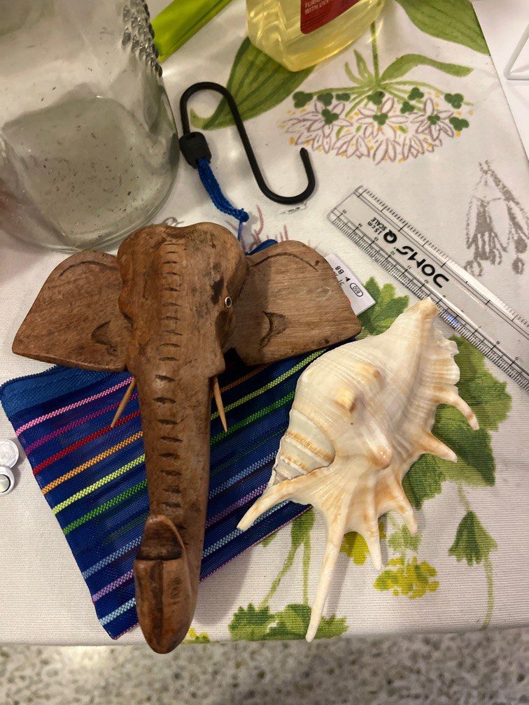 Elephant carving, sea shell, Furniture & Home Living, Home Decor, Other ...