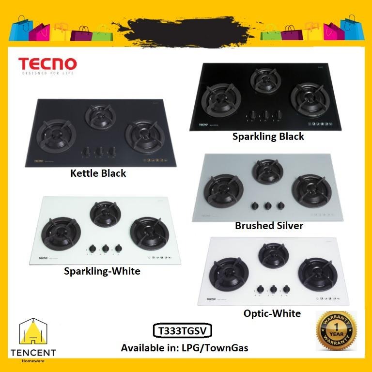 (!FREE INSTALLATION/BEST VALUE!) TECNO T333TGSV 3-Burner 90cm Tempered ...