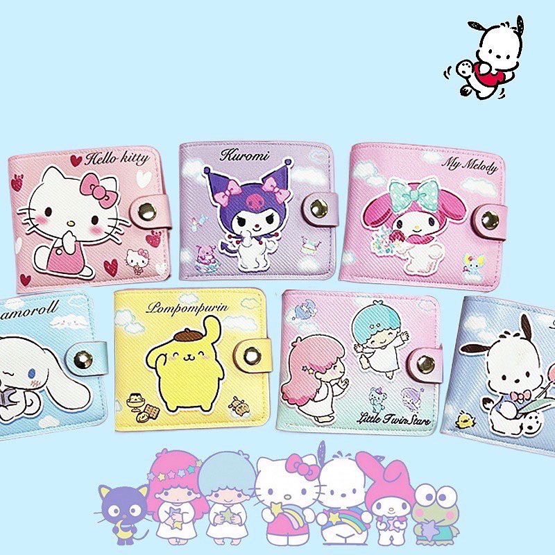 Hello Kitty Little Twin Stars My Melody Pochacco Cinnamoroll Pompompurin Kuromi Bifold kawaii ...
