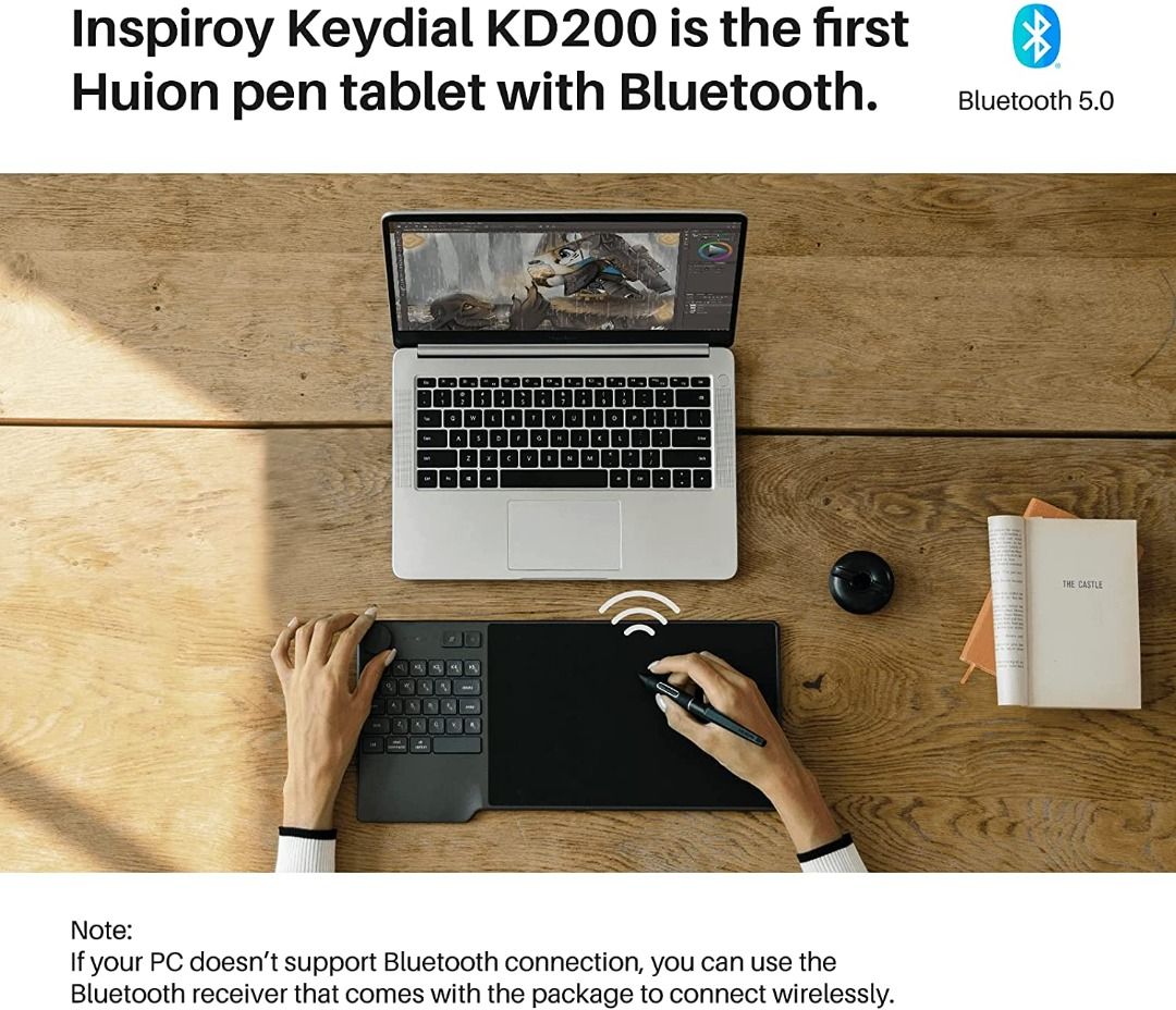 HUION Graphics Tablet Inspiroy Keydial KD200 Bluetooth 5.0 8.9 x 5.6 ...