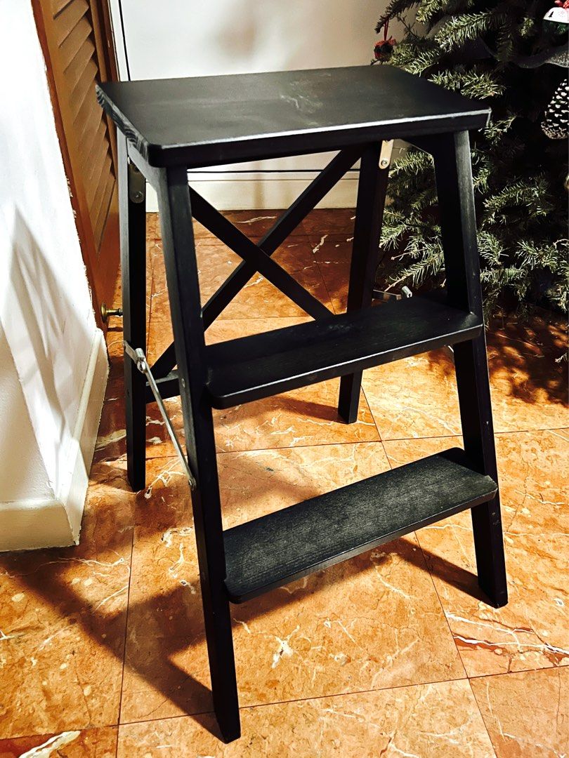 IKEA Bekvem foldable step ladder, Black, Furniture & Home Living, Home ...