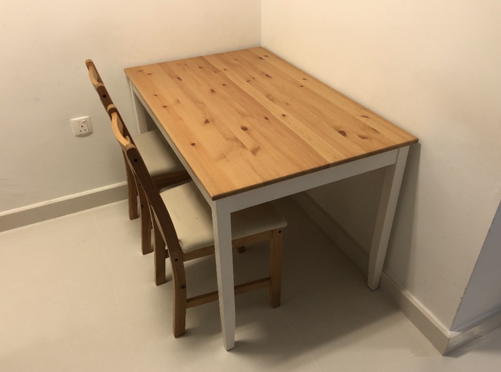 Ikea Lerhamn table and 2 chair set, Furniture & Home Living, Furniture ...
