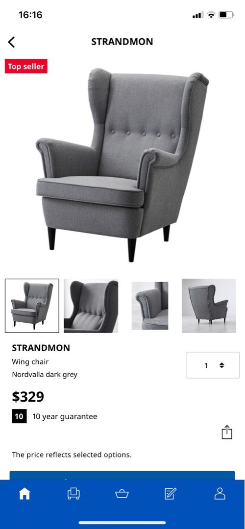 Ikea Strandmon Wing Chair, Furniture & Home Living, Furniture, Chairs ...
