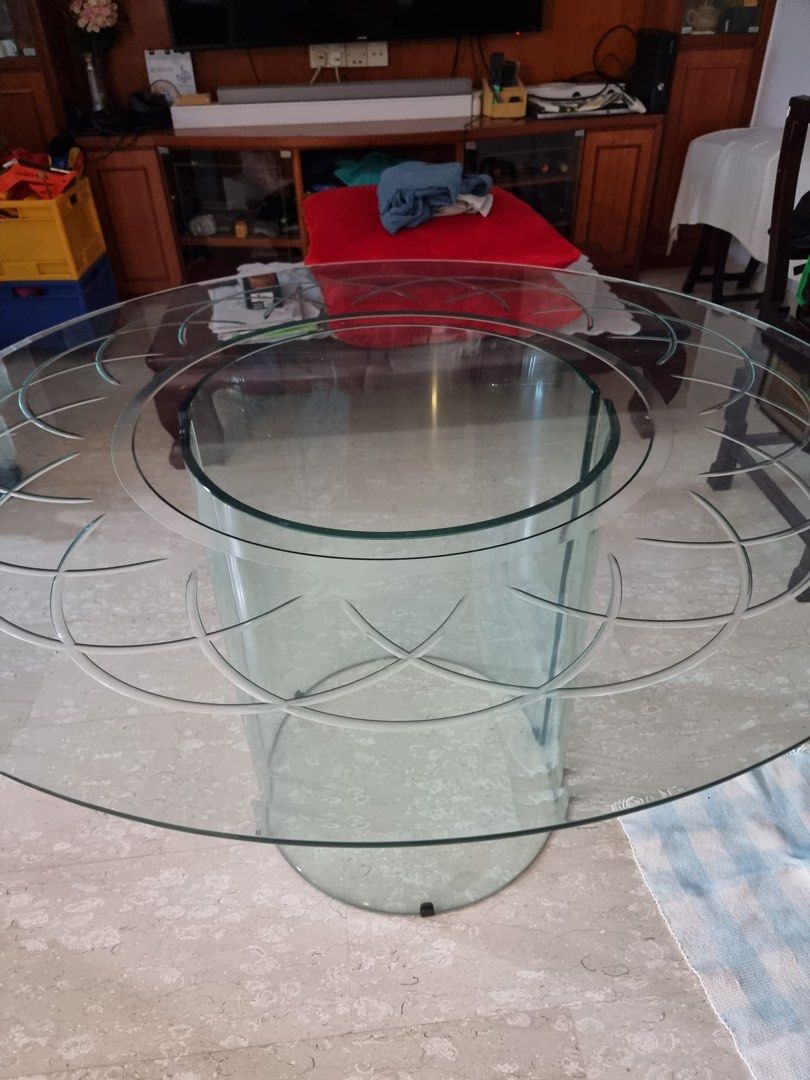 Italian glass table, Furniture & Home Living, Furniture, Tables & Sets ...