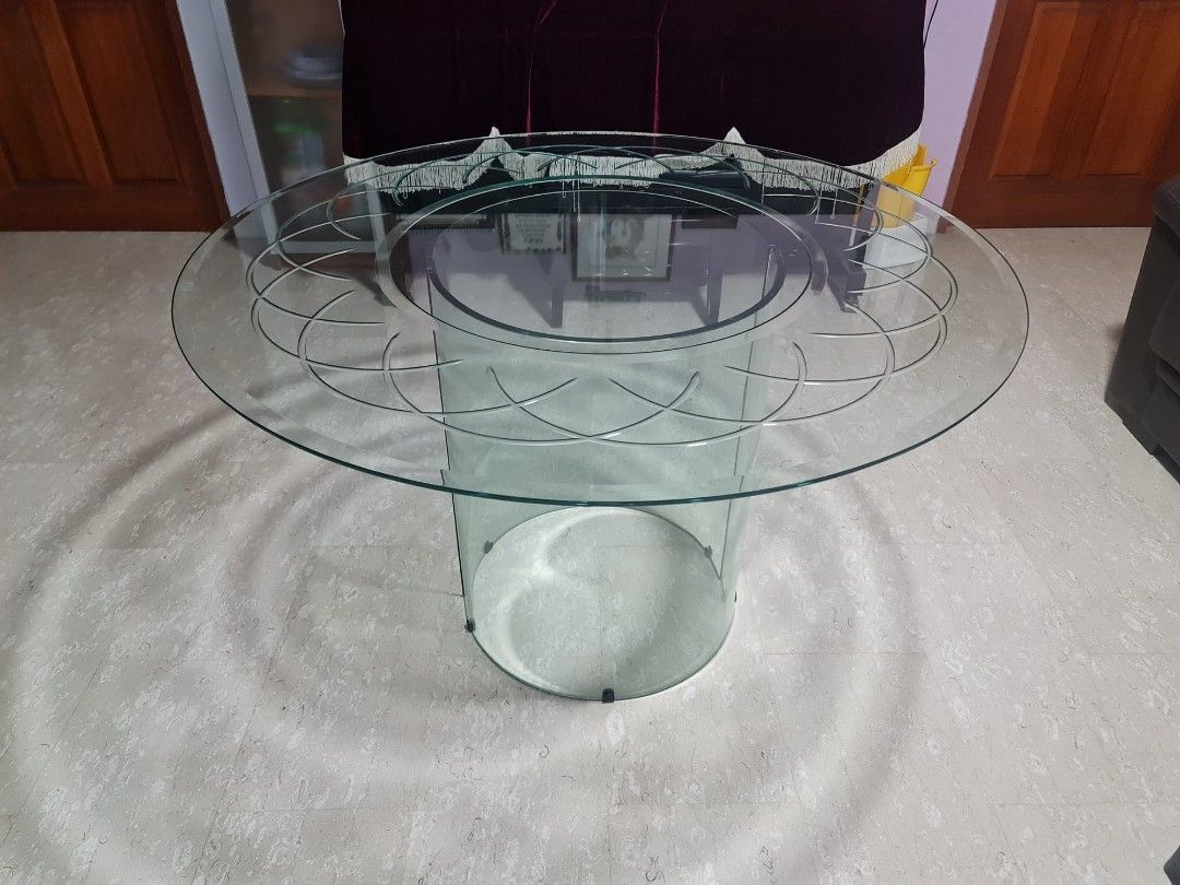 Italian Glass table, Furniture & Home Living, Furniture, Tables & Sets ...