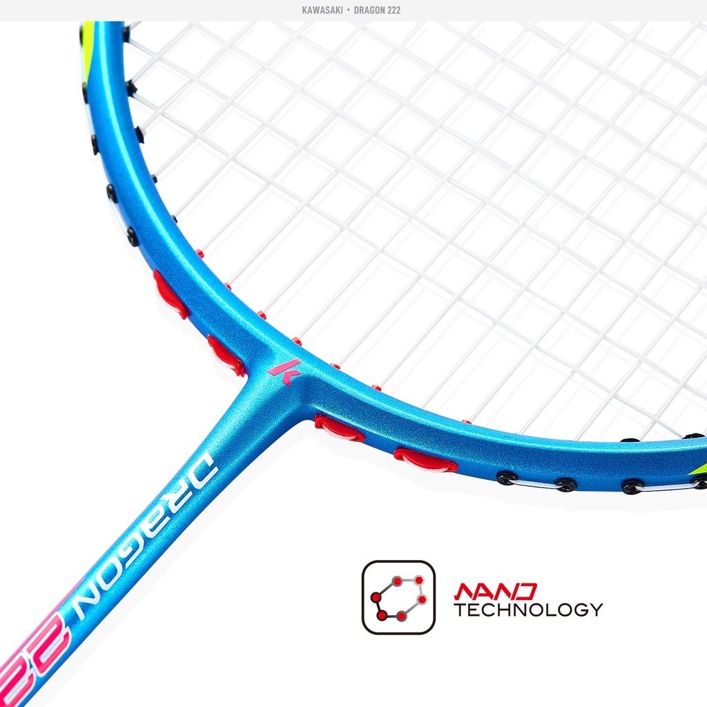 Kawasaki Badminton Racket DRAGON 222/232 100% CARBON FIBER WITH STRUNG ...