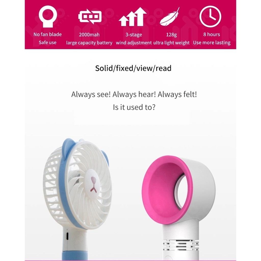 Korean USB Bladeless Portable Fan Original No leaf Design Rechargeable ...