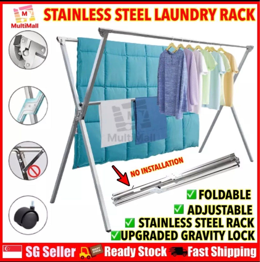 Laundry Drying Rack Extendable Stainless Steel, Furniture & Home Living ...