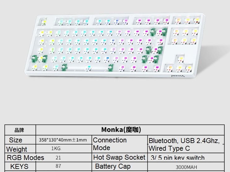 [Clearance] Monka A87 TKL custom mechanical keyboard hot swappable ...