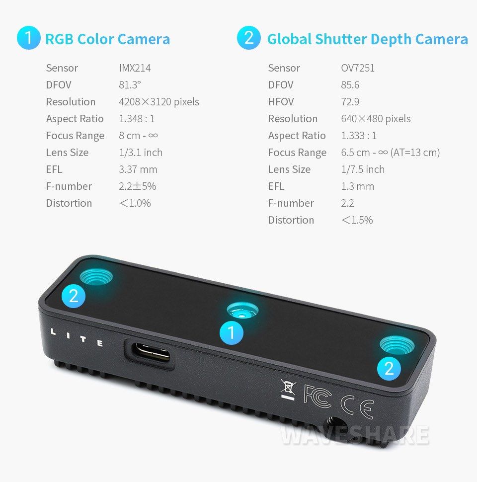 Luxonis Oak-D-Lite Auto-Focus Robotics Camera - Stereo Depth with Onboard Object Detection ...