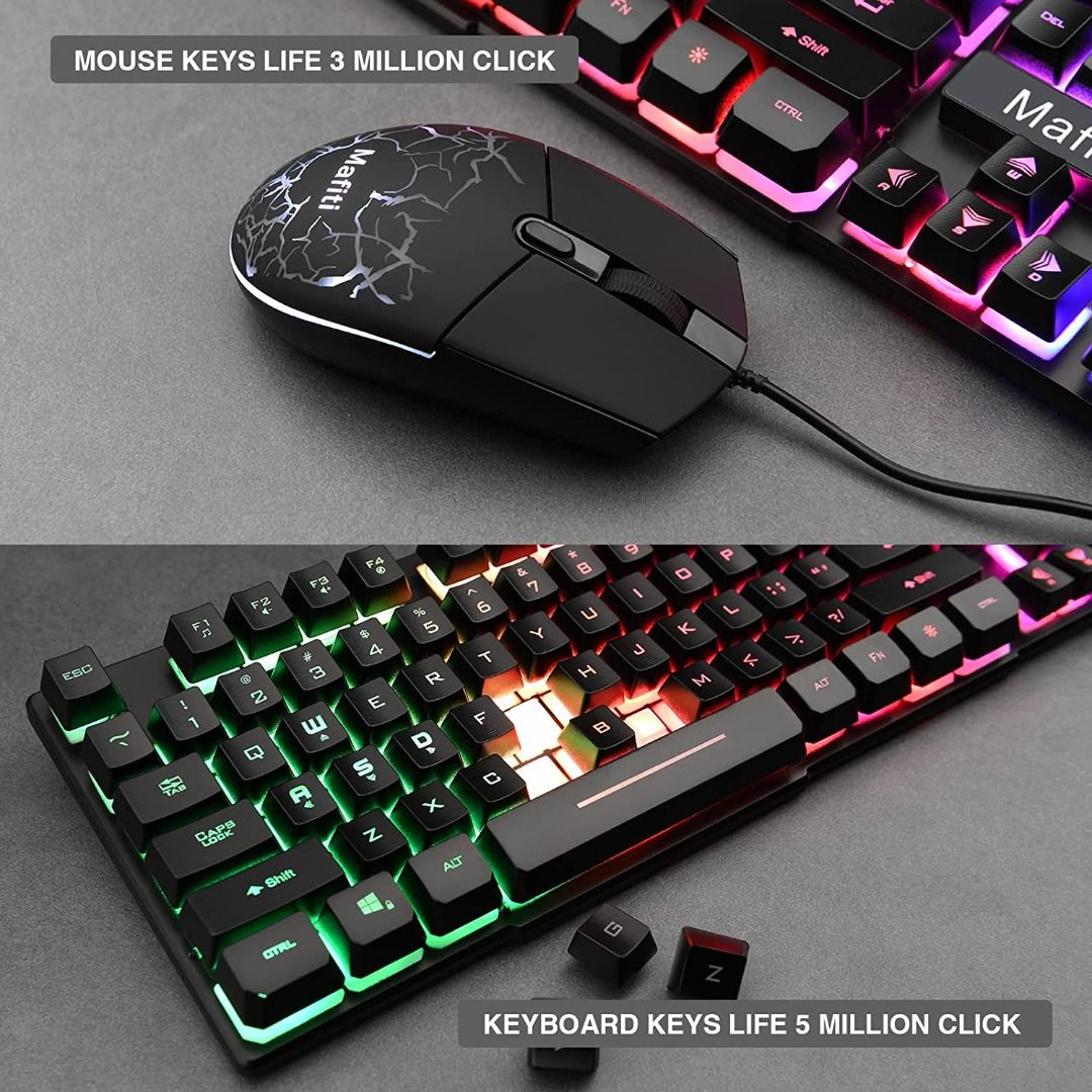 Mafiti Gaming Keyboard And Mouse Combo Wired Rgb Backlit Computer Keyboard With Usb Rgb Gaming