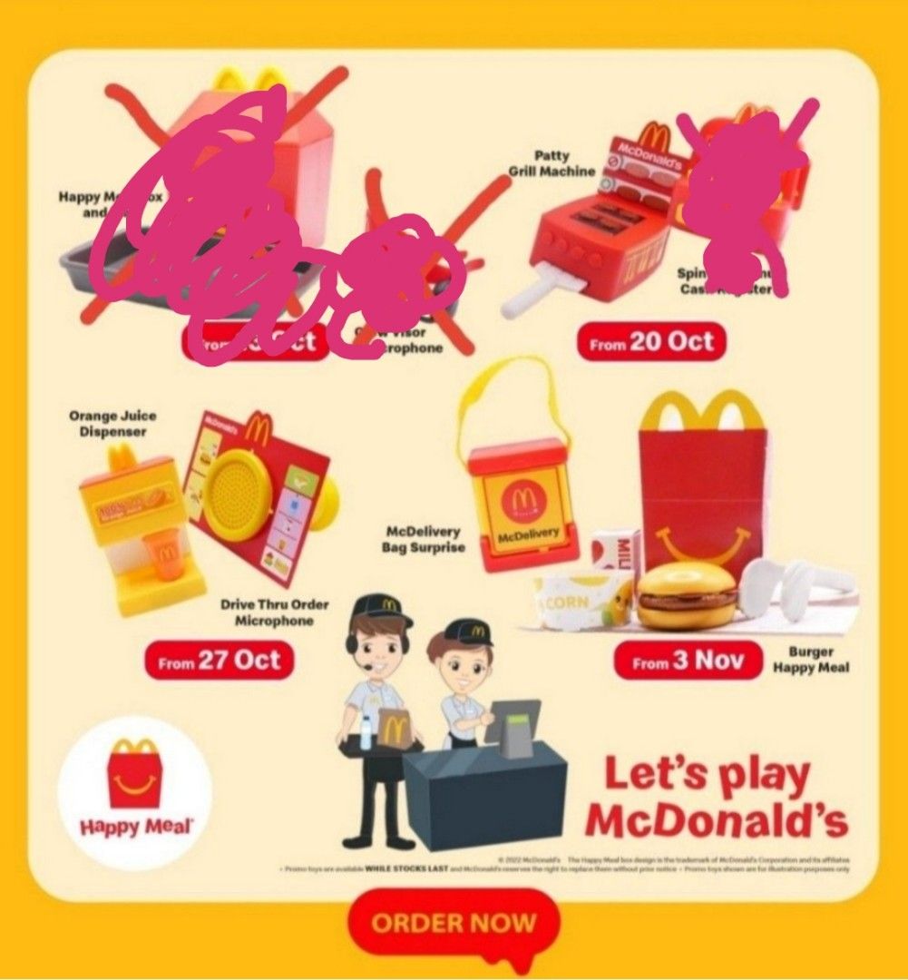Mcdonald Happy Meal Let's play Mcdonald set, Hobbies & Toys, Toys ...