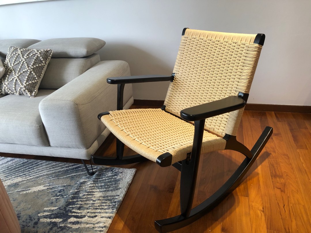 New Rattan Rope Weave Rocking Chair, Furniture & Home Living, Furniture ...