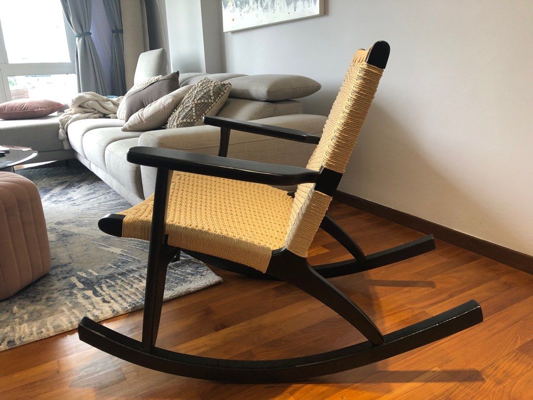 New Rattan Rope Weave Rocking Chair, Furniture & Home Living, Furniture ...