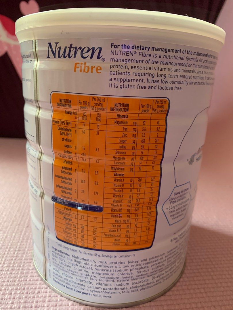 Nutren Fibre 800g Vanilla Flavor, Health & Nutrition, Health ...
