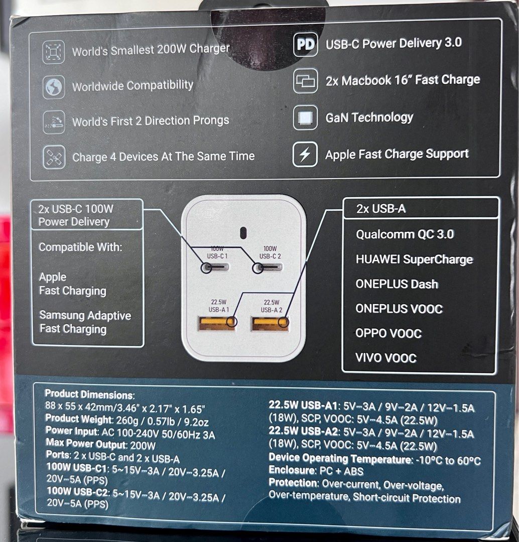 Omega 200w GAN charger, Computers & Tech, Parts & Accessories, Chargers ...