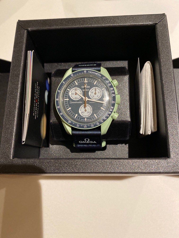 Omega swatch moonwatch Saturn, Luxury, Watches on Carousell