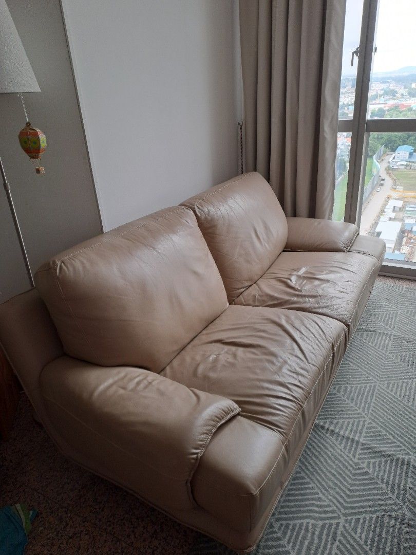 ORIGINAL FULL LEATHER SOFA 2.2 Meter Long, Furniture & Home Living ...