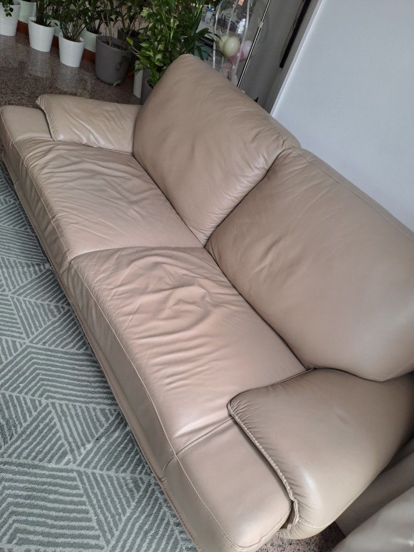 ORIGINAL FULL LEATHER SOFA 2.2 Meter Long, Furniture & Home Living ...