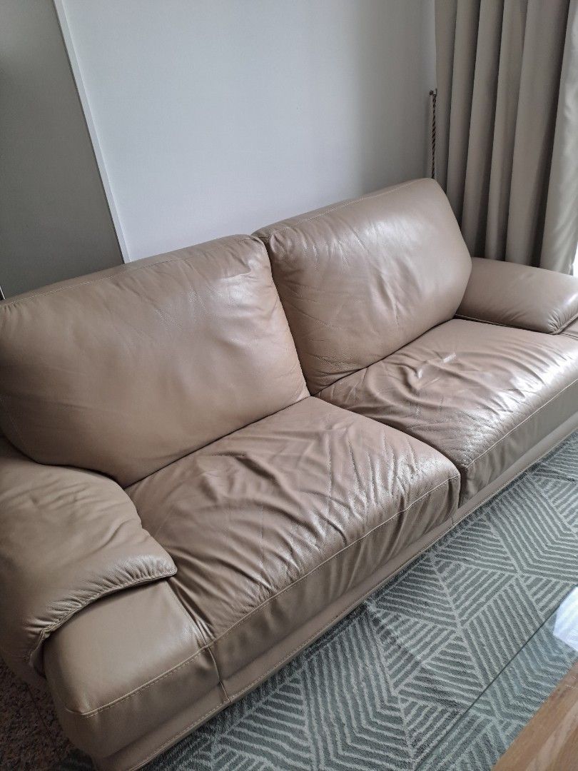 ORIGINAL FULL LEATHER SOFA 2.2 Meter Long, Furniture & Home Living ...