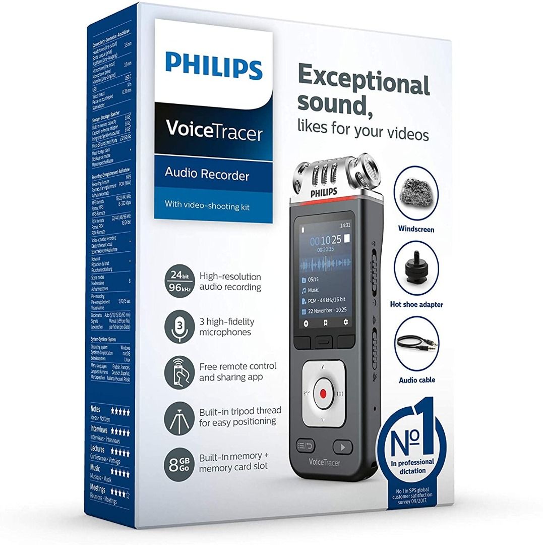 Philips Voice Tracer Audio Recorder DVT7110/00 Digital Notes Three ...