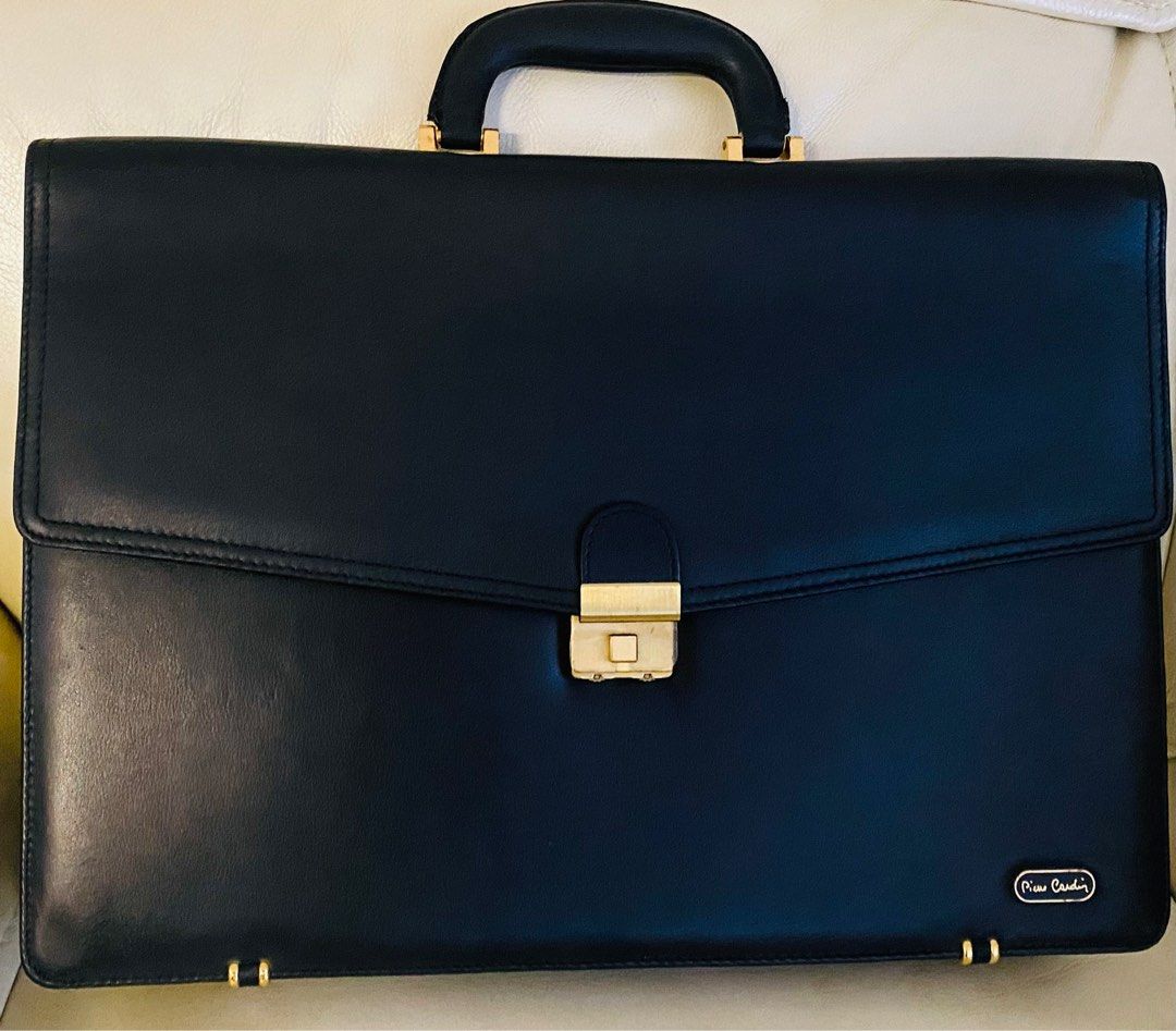 Pierre Cardin 真皮公事包 briefcase, 男裝, 袋, 公事包 - Carousell