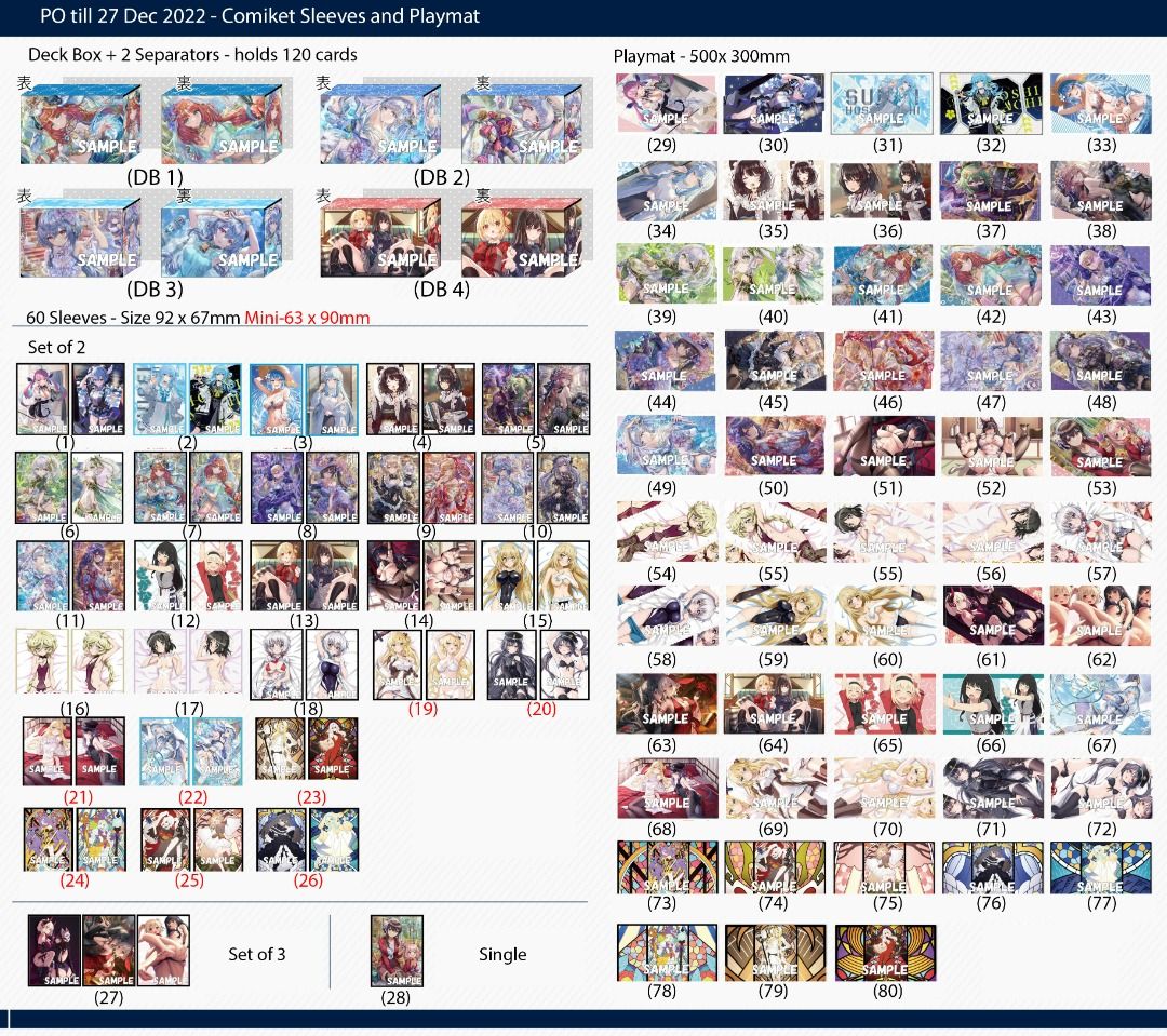 [PO till 27 Dec 2022- MNB] C101 Comiket Sleeves Playmat Hololive Genshin Azur Lane yugioh ...