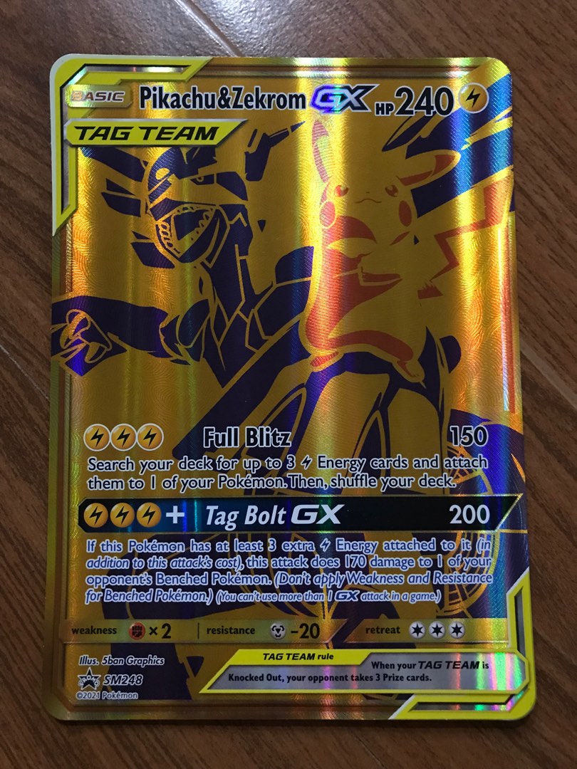 Pokemon Jumbo Cards Basic Pikachu and Zekrom GX Tag Team, Hobbies ...