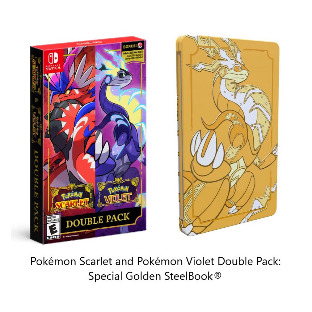 Pokemon Scarlet & Violet Double Pack ( Inclusive of gold steel book), Video Gaming, Video Games ...