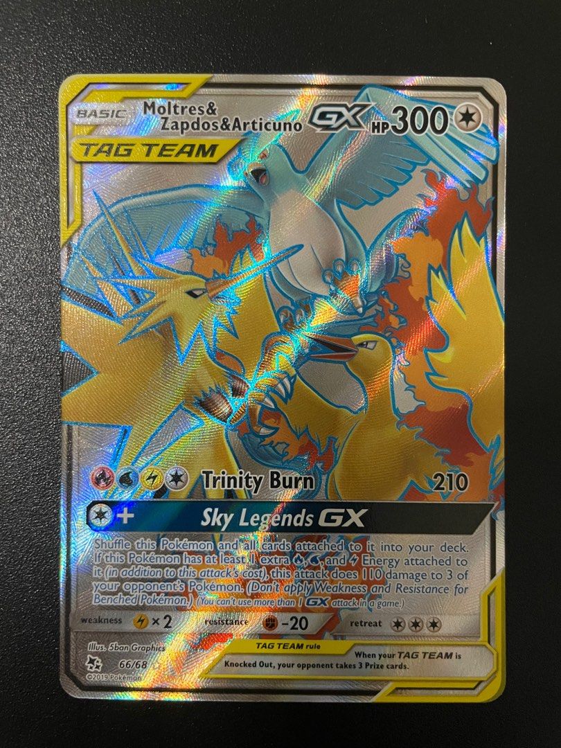 Pokemon TCG Moltres & Zapdos & Articuno GX - 66/68 - Full Art Ultra ...