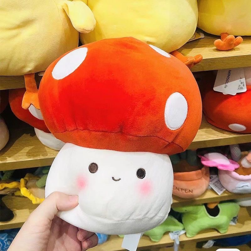 Pre order: 25cm Cute Red Mushroom Pillow Stuffed Plant like miniso ...