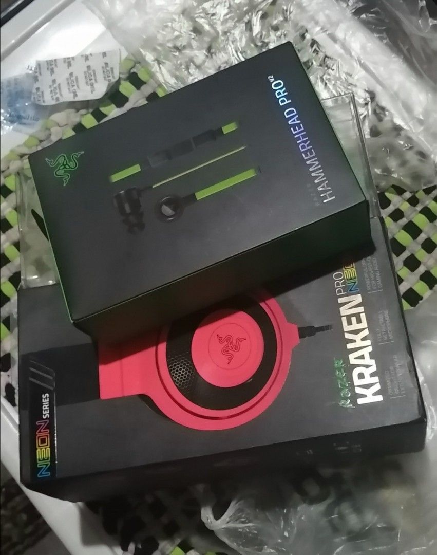 razer kraken pro neon and razer hammerhead pro v2, Audio, Headphones ...