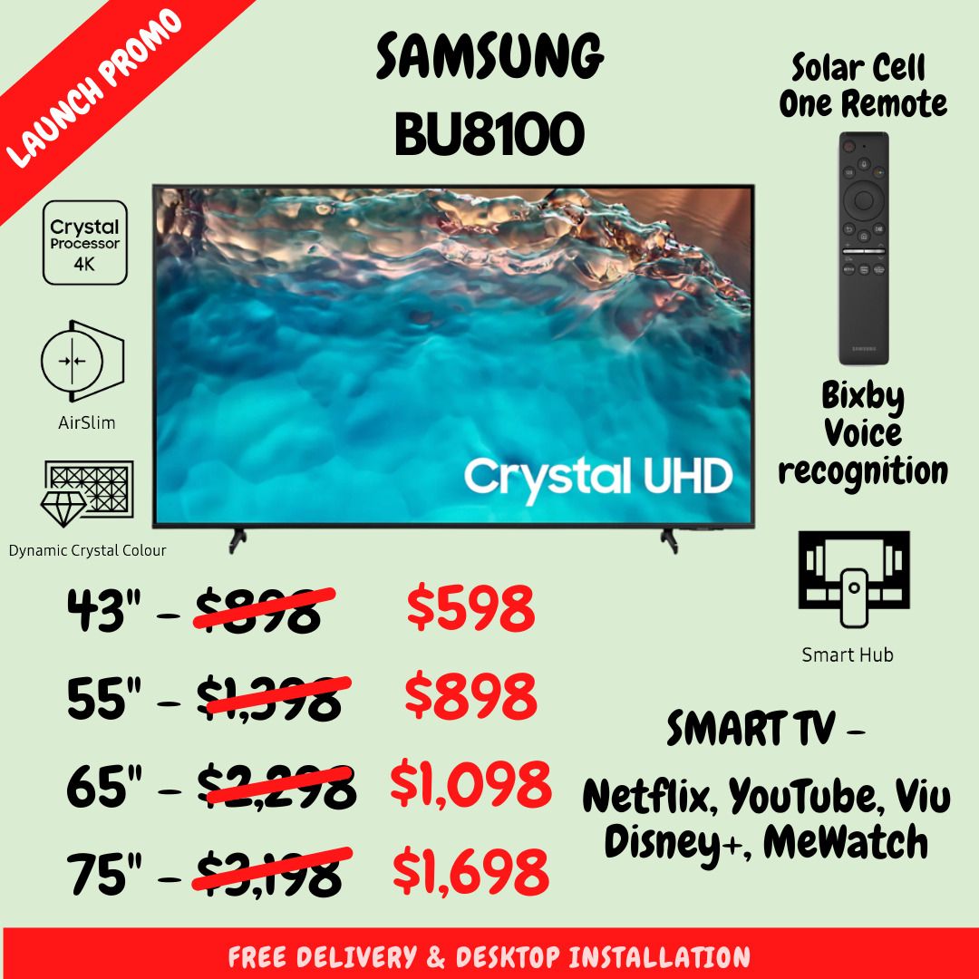 Samsung 55 inch | BU8000 | BU8100 | LATEST MODEL | 55BU8000 | 55BU8100 ...