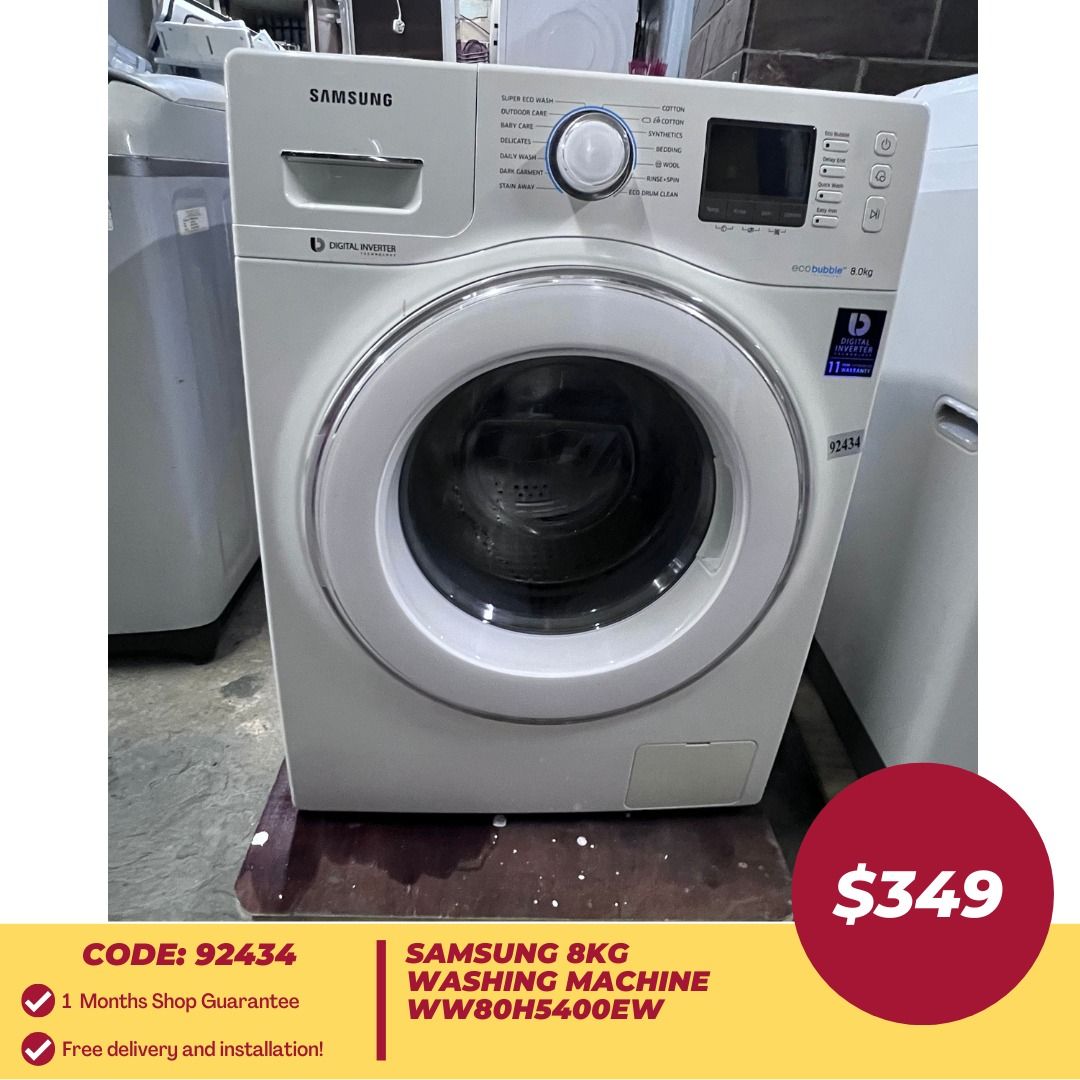 SAMSUNG 8KG Front-Loader Washing Machine WW80H5400EW (92434), TV & Home ...
