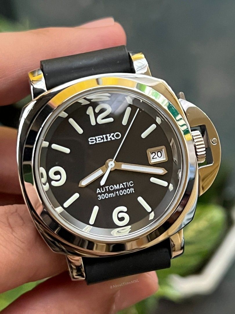 Seiko Mod Panerai Light Green Markers, Luxury, Watches on Carousell