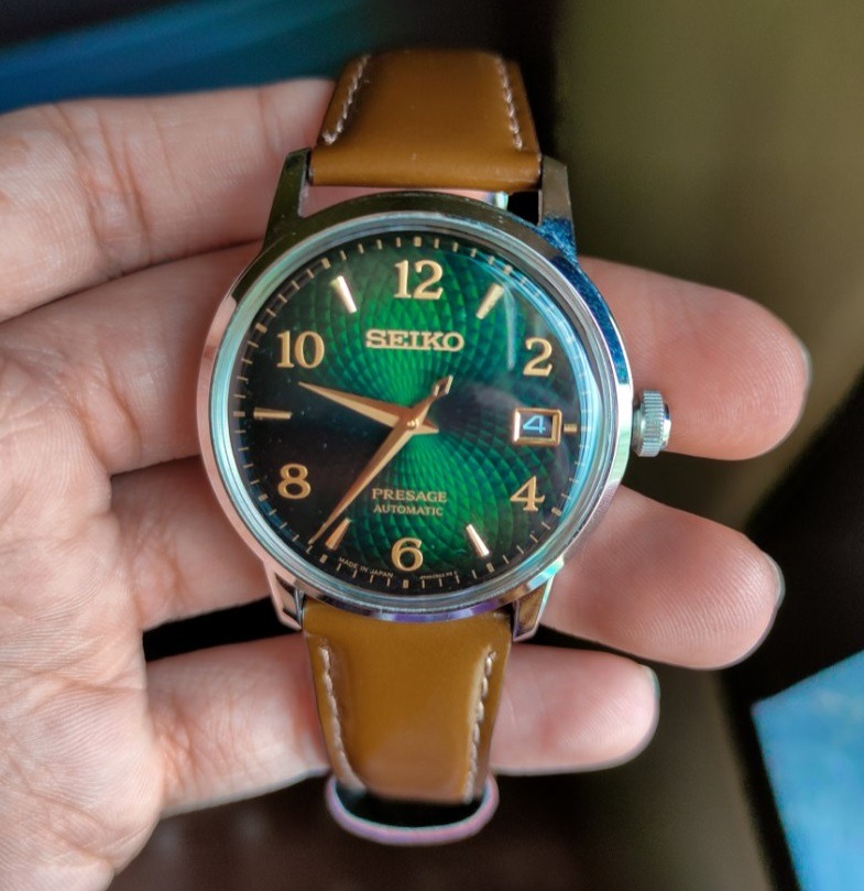 Seiko Presage Basic Line Cocktail SRPE45J1 Green Analog Brown Leather ...