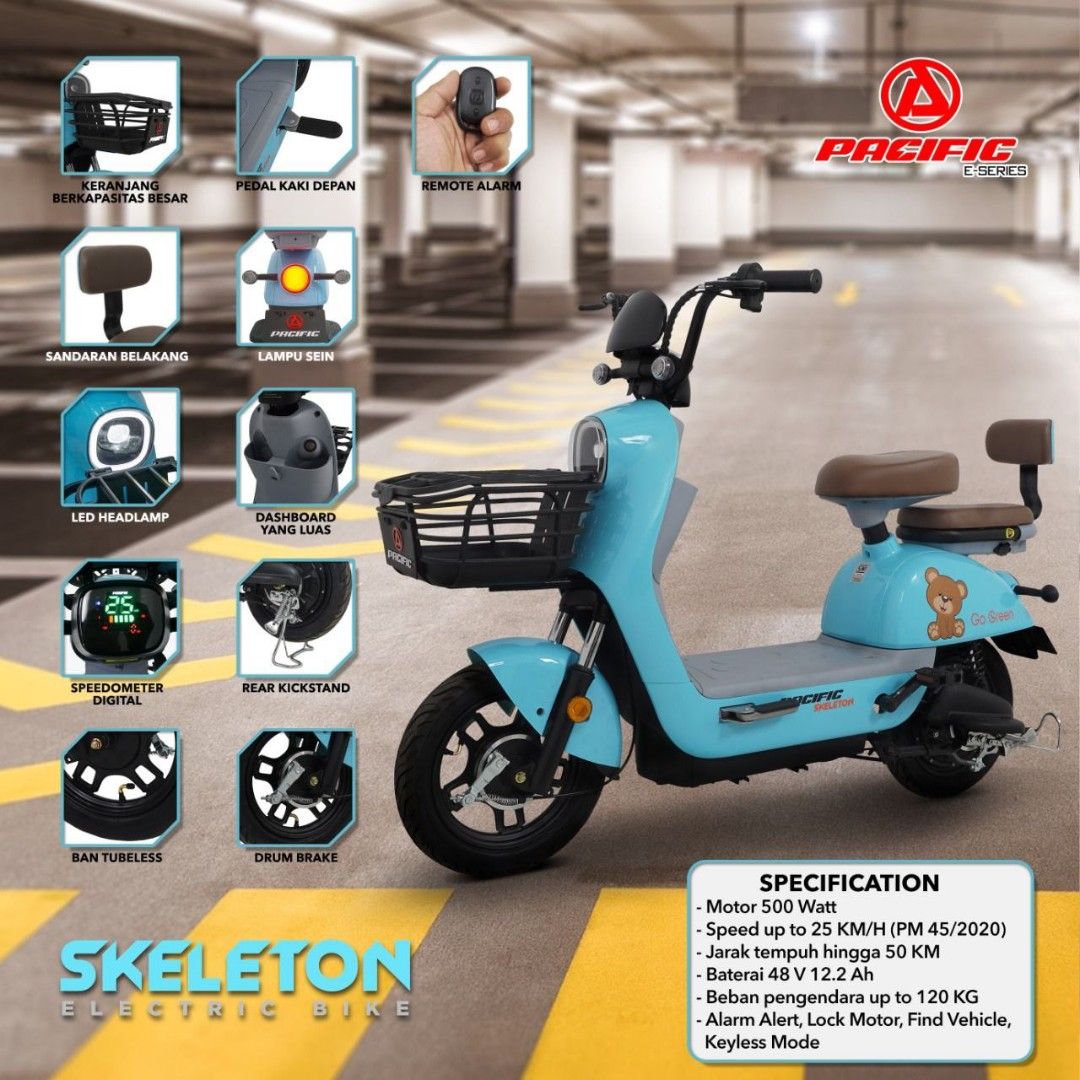 SEPEDA LISTRIK PACIFIC SKELETON, Olah Raga, Sepeda di Carousell