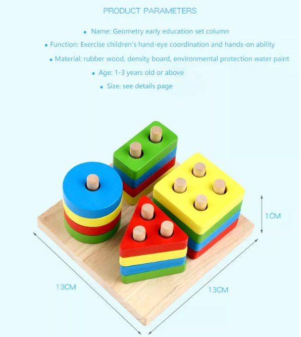 [SG STOCK] Early Education Stacking Geometry Board 4 -column Set ...
