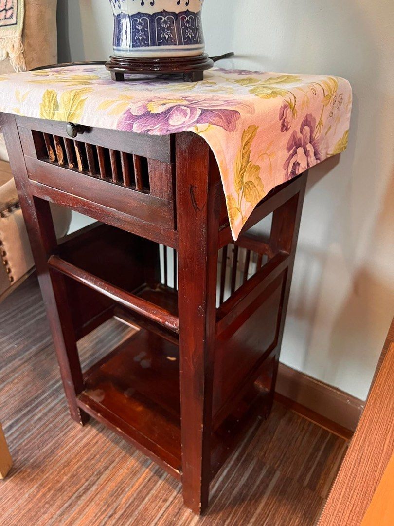 Side table kayu jati, Furniture & Home Living, Furniture, Tables & Sets ...