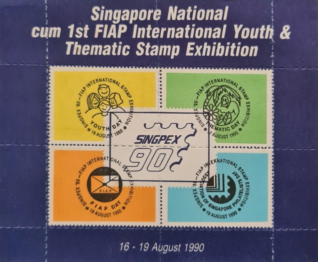 Singapore stamp exhibitions, stamp fair covers and souvenir sheet held ...