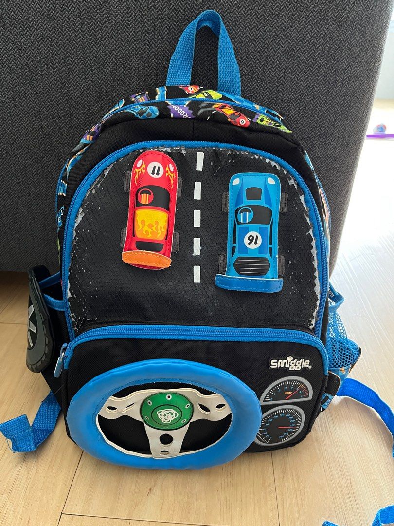 Smiggle Car & Steering Wheel School Bag, Babies & Kids, Babies & Kids ...