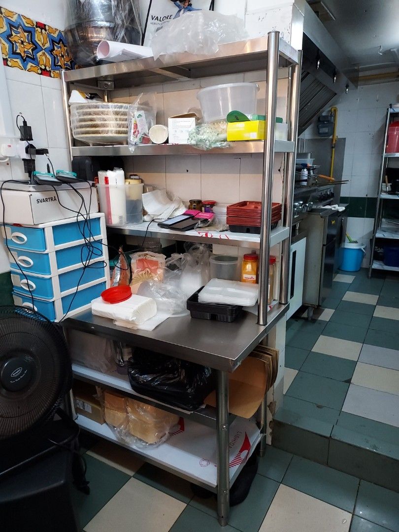 Stainless steel commercial counter table and shelf rack, Furniture ...