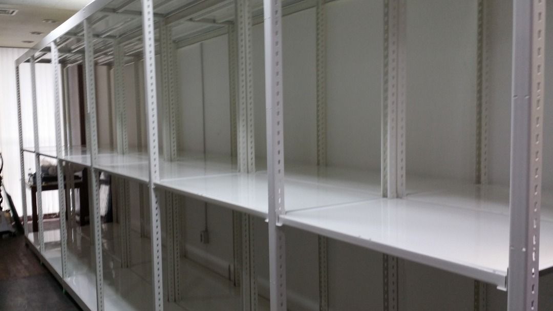 steel racks standee shelves filling open cabinet, Furniture & Home ...