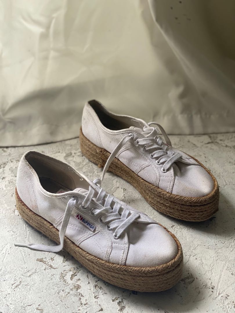 Superga 2790 Cotrope flatform Raffia Sneakers, Women's Fashion ...