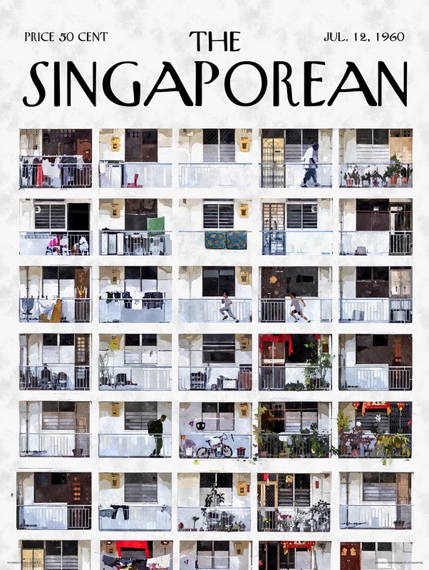 The Singaporean life in HDB Poster with black frame, Furniture & Home ...