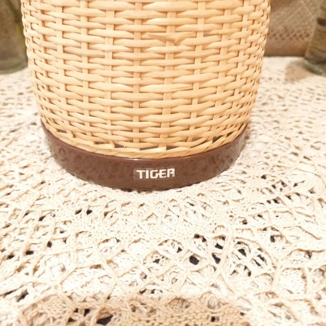 Tiger woven rattan wicker carafe vacuum pot thermos farmhouse ...
