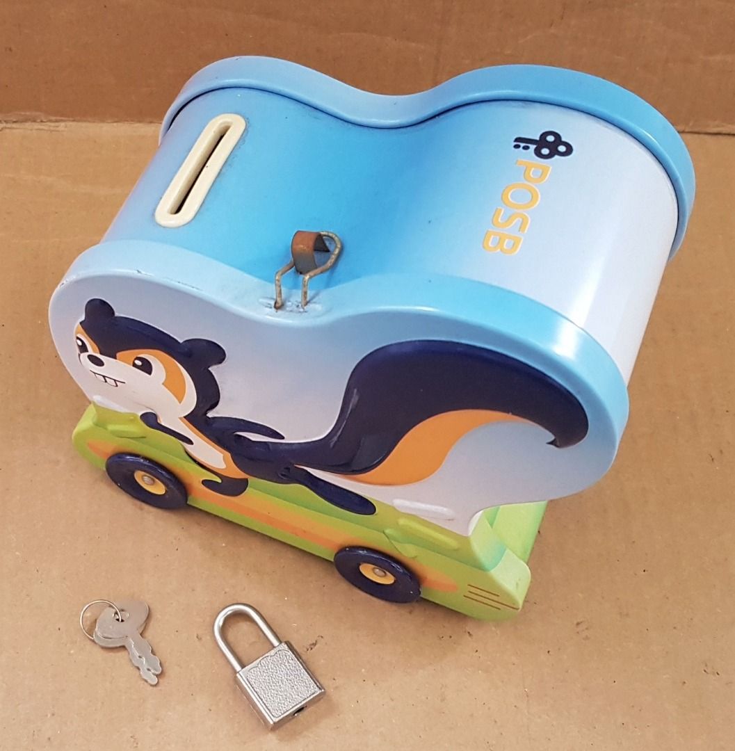 Vintage Coin Bank Souvenir, POSB Bus Bank, Smiley Squirrel Bank, POSB ...