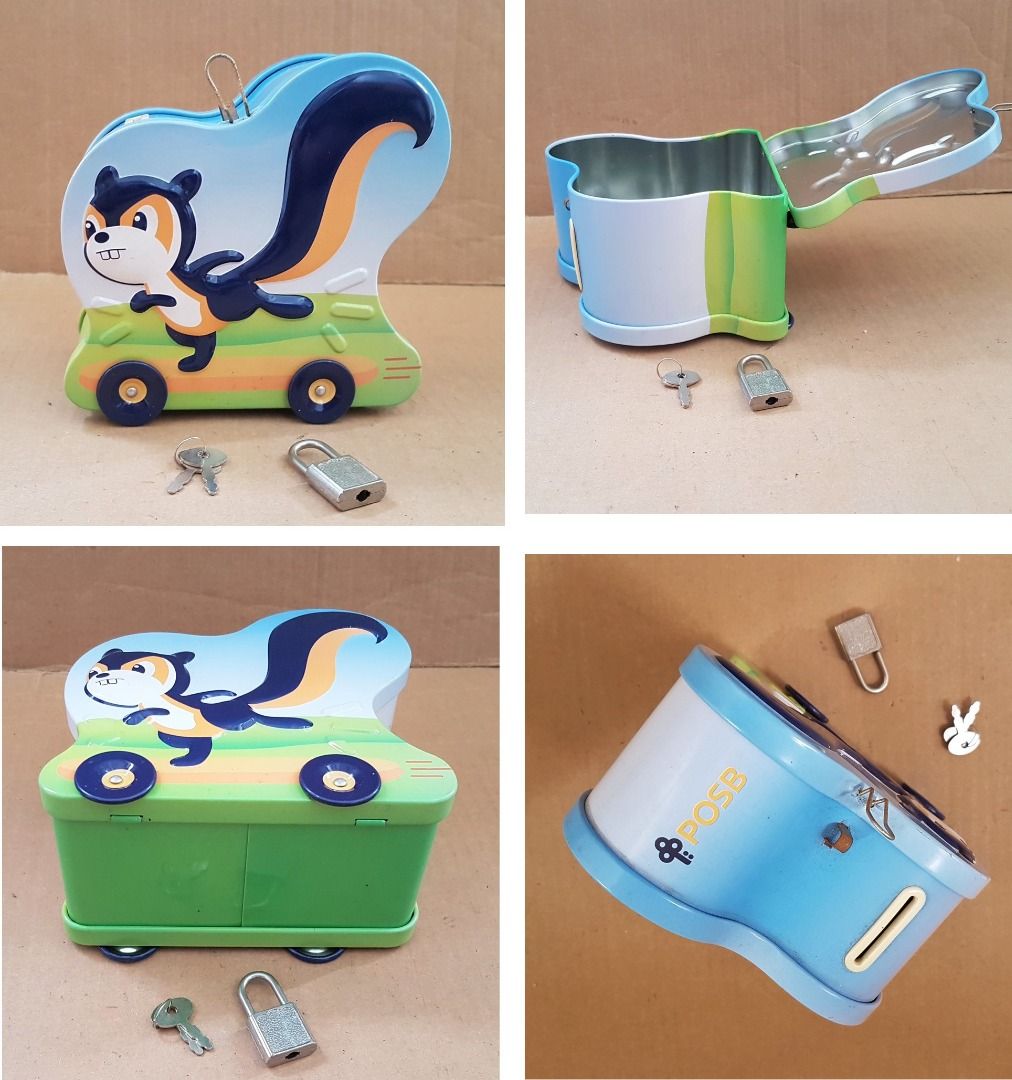 Vintage Coin Bank Souvenir, POSB Bus Bank, Smiley Squirrel Bank, POSB ...