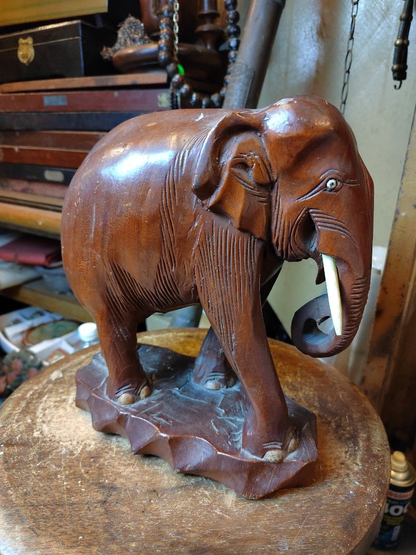 Vintage teak elephant carving, Hobbies & Toys, Collectibles ...