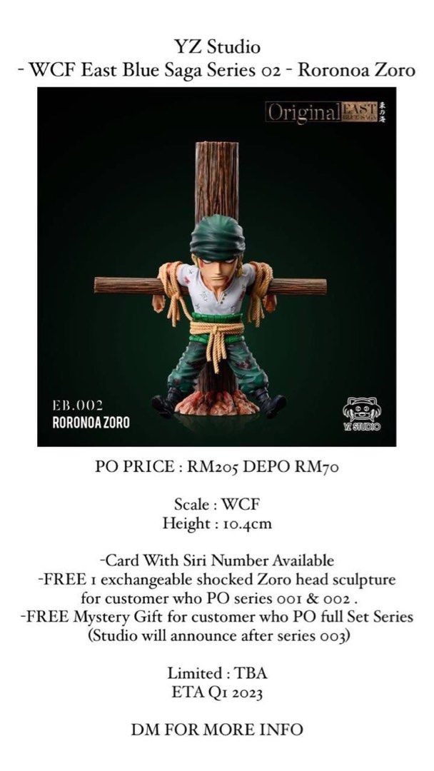 YZ Studio - WCF East Blue Saga Series 02 - Roronoa Zoro, Hobbies & Toys, Toys & Games on Carousell